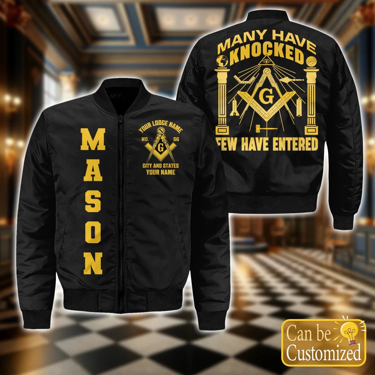Custom Masonic Bomber Jacket - Many Have Knocked Few Have Entered ...